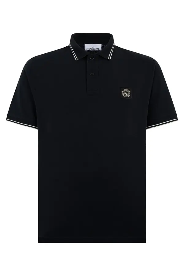 Stone Island Short Sleeve Polo Shirt For Classic Fit - Blue
