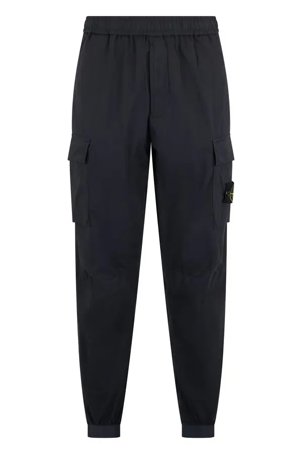 Stone Island Slim Fit Cargo Pants With Elastic Waistband - Blue