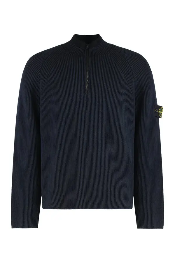 Stone Island Vanisé Full Rib Rws Wool Sweater - Blue
