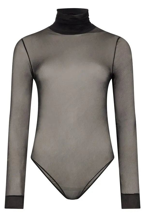 MAISON MARGIELA Semi-transparent High Neck Long Sleeve Bodysuit