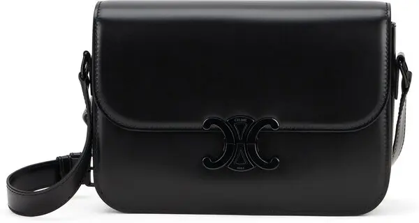 Celine Classique Triomphe Bag In Shiny Calfskin - Black