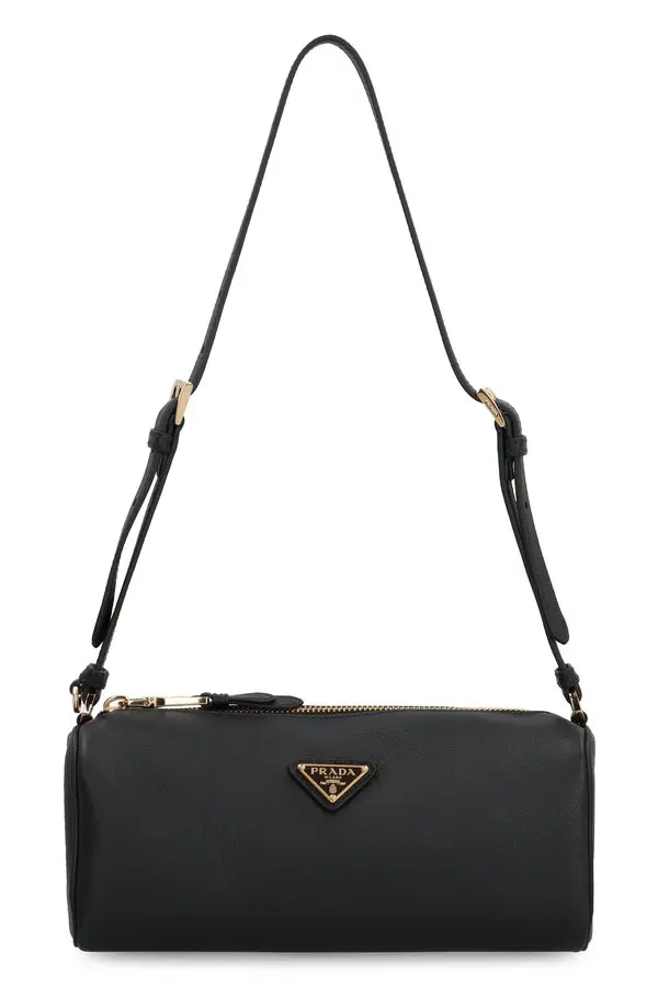 Prada Mini Pebbled Calfskin Shoulder Handbag - Black