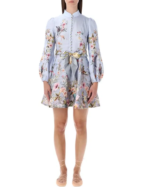 Zimmermann Rebellion Mini Dress For Size - Blue Multi