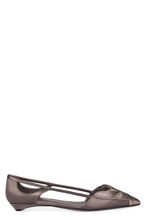 Prada Satin-finish Cut-out Ballerina Shoes