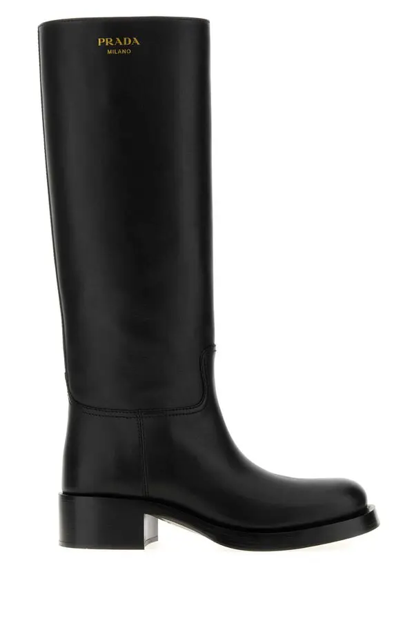 Prada Re-nylon And Leather Knee High Boots