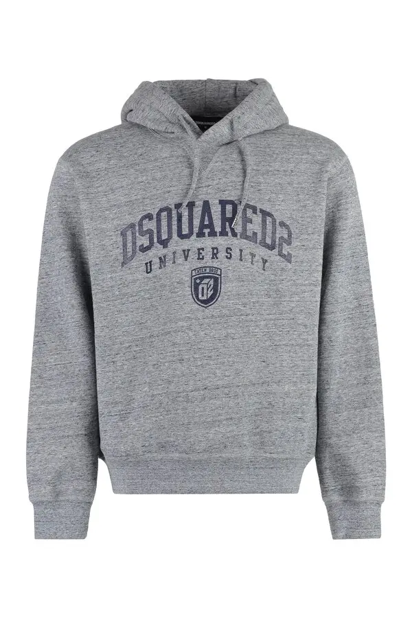 Dsquared2 Logo-print Mélange-effect Hoodie - Grey