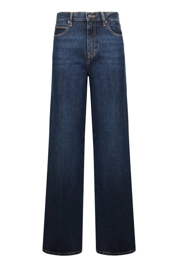 FRAME The Cuffed Wide Mid-rise Wide-leg Jeans