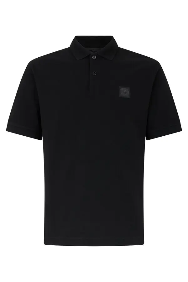 Stone Island Short Sleeve Polo In Cotton Ss26 - Black
