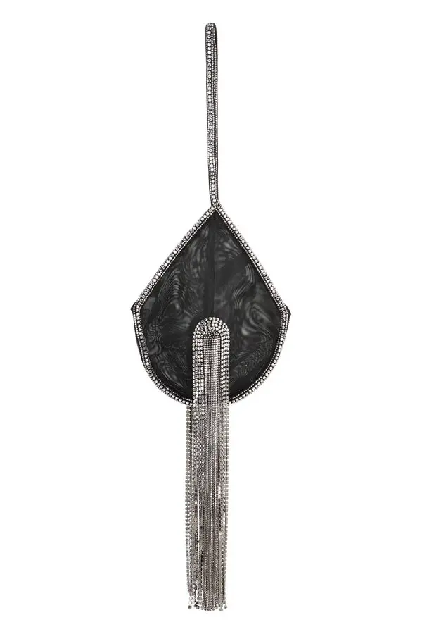 FROLOV Embellished Clutch With Decorative Fringes - Black