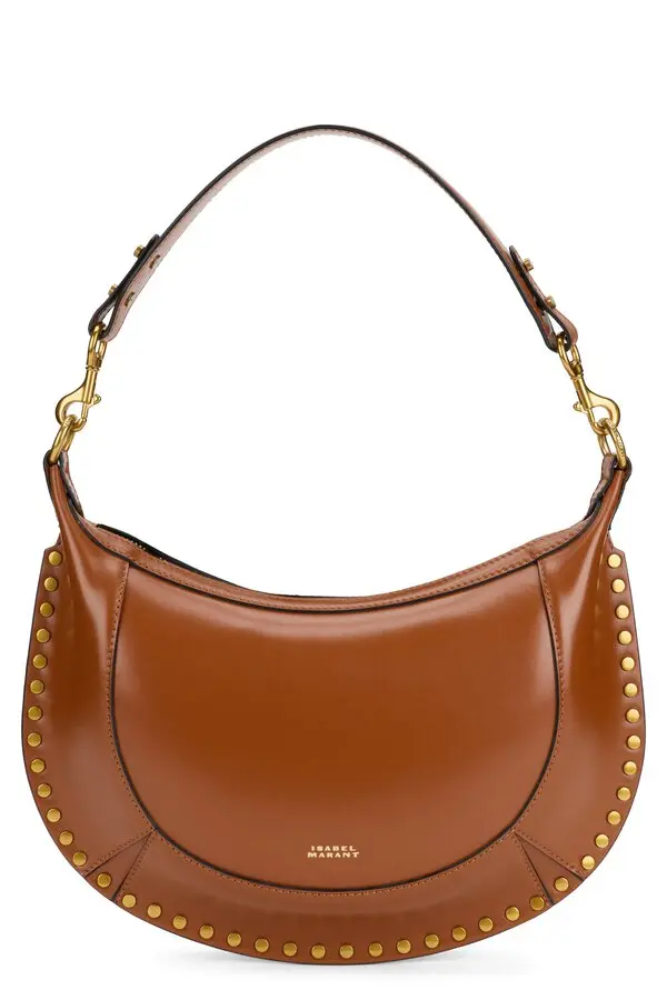 Isabel Marant Étoile Oskan Moon Bag In Full-grain Leather With Studs - Brown
