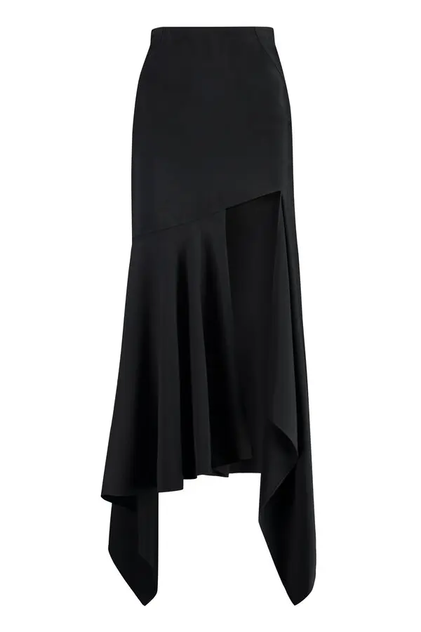 MUGLER Gabardine Midi Skirt - Black