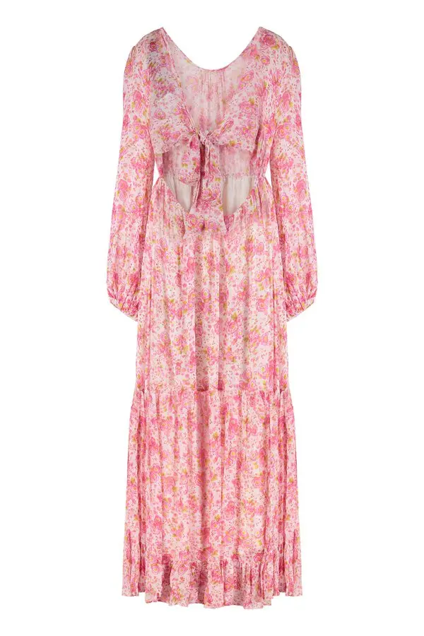 ByTiMo Floral Print V-neck Maxi Dress - Pink