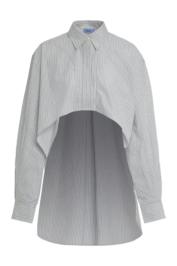 MUGLER Cotton Striped Shirt - Grey