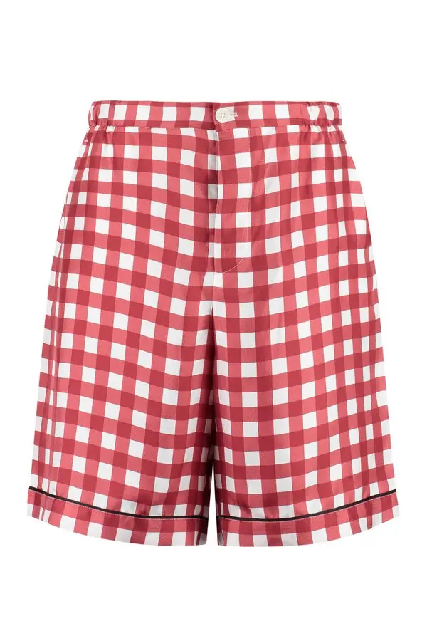 Prada Printed Silk Shorts - Red