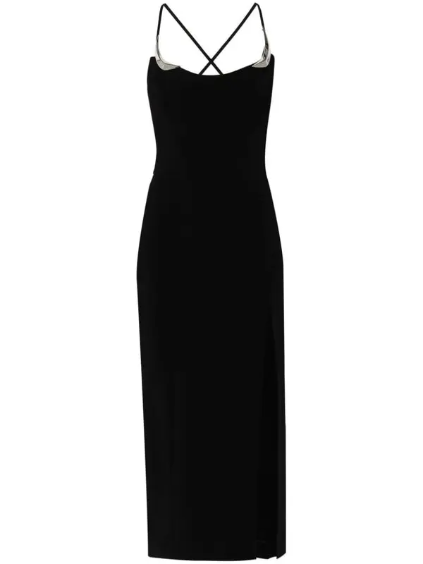 MUGLER Metallic-details Midi Dress - Black