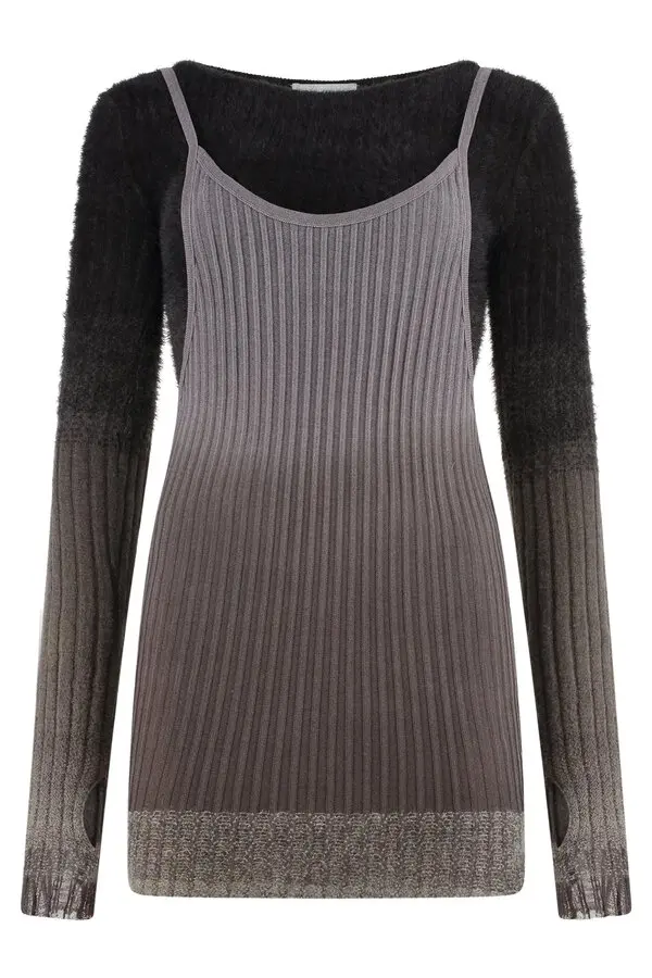 Attico Ribbed Knit Dress - Brown