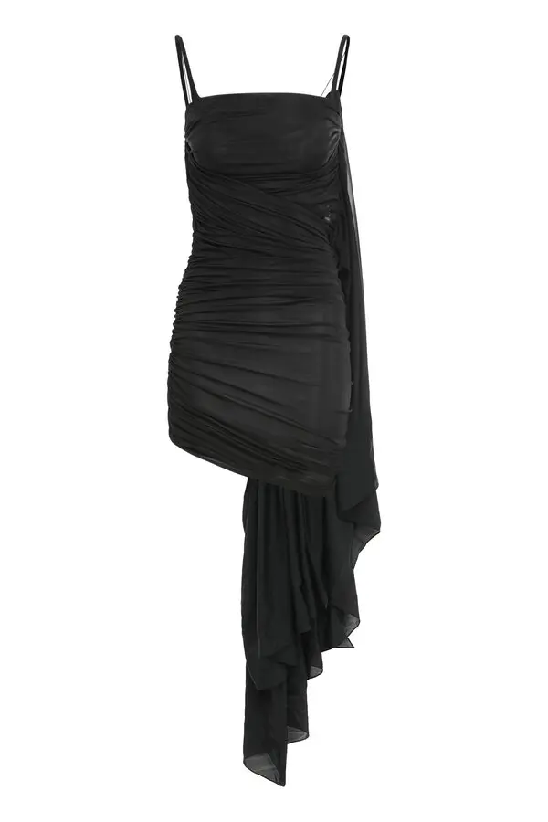 MUGLER Draped Cutout Minidress - Black