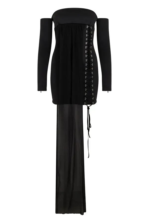 Blumarine Elegant Off-shoulder Mini Dress - Black