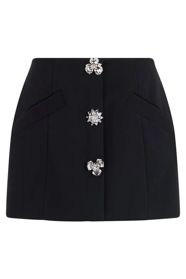 Blumarine Elegant Mini Skirt With Decorative Buttons - Black