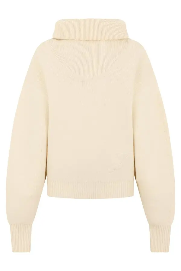 Jacquemus High-neck Cropped Sweater With Wide Sleeves - Ivory