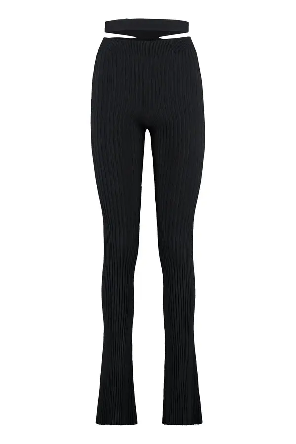ANDREĀDAMO Ribbed-knit Flared Trousers - Black