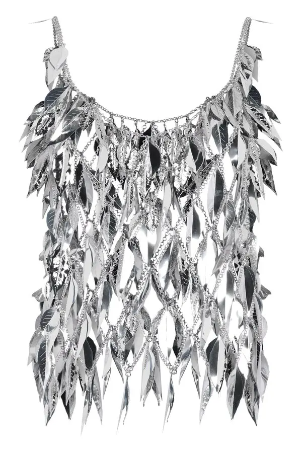 Rabanne Metallic Leaf Chainmail Top