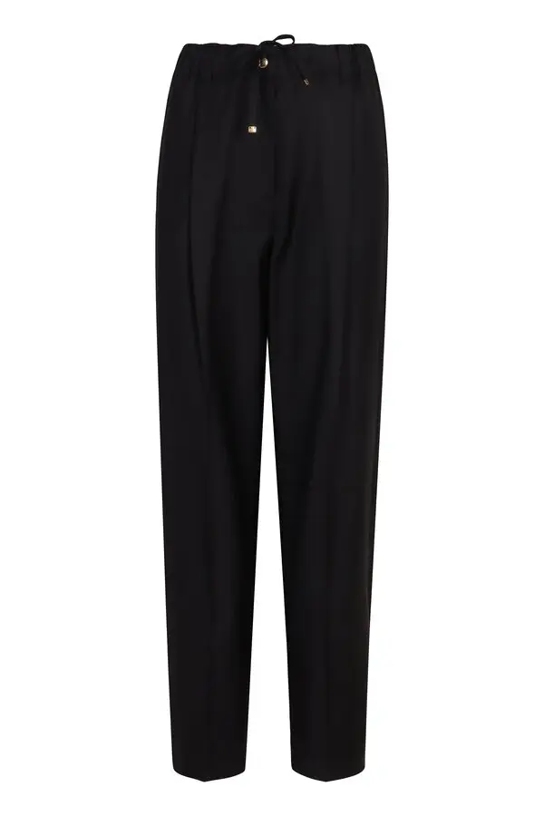 Moncler Wool Gabardine Tailored Trousers - Black