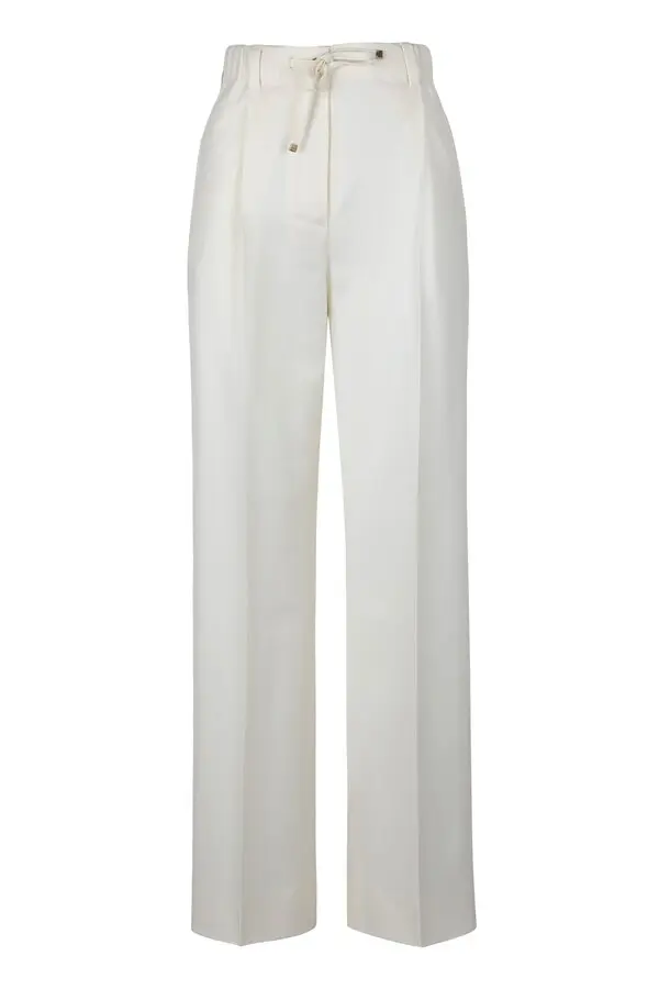 Moncler Wool Gabardine Tailored Trousers - White