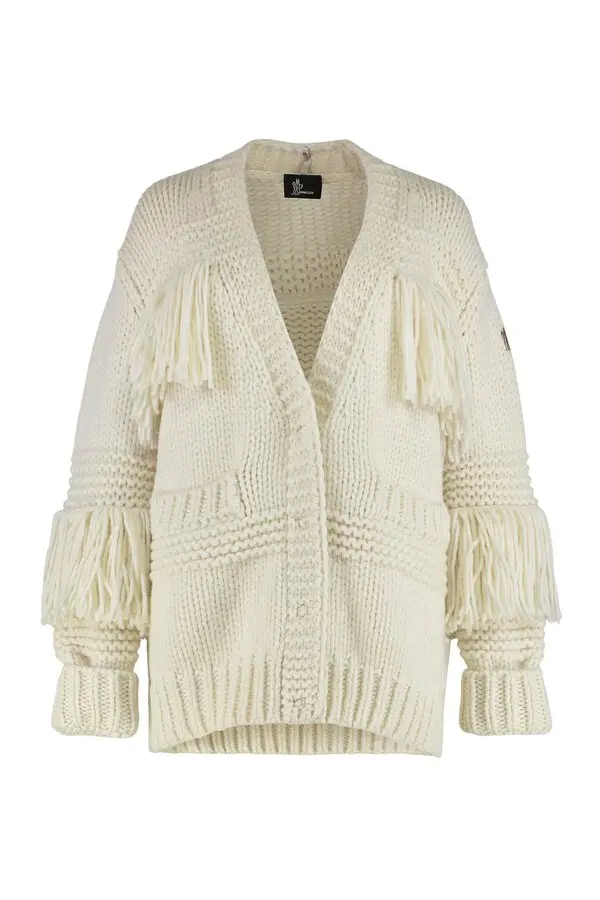 Moncler Cardigan Oversize In Crochet - Ivory
