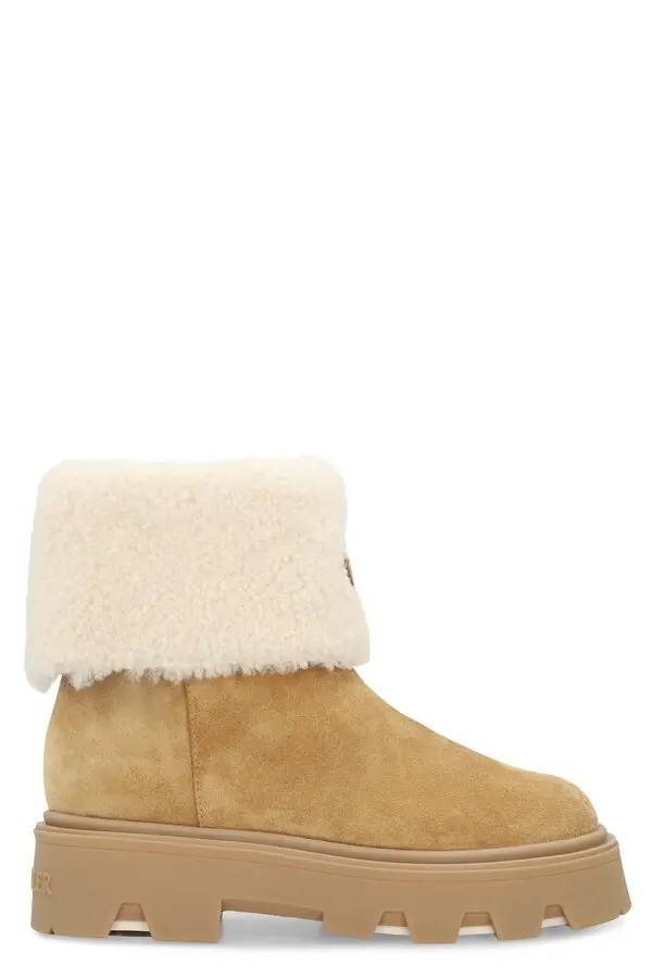 Moncler Aurea Shearling-lined Suede Ankle Boots - Brown