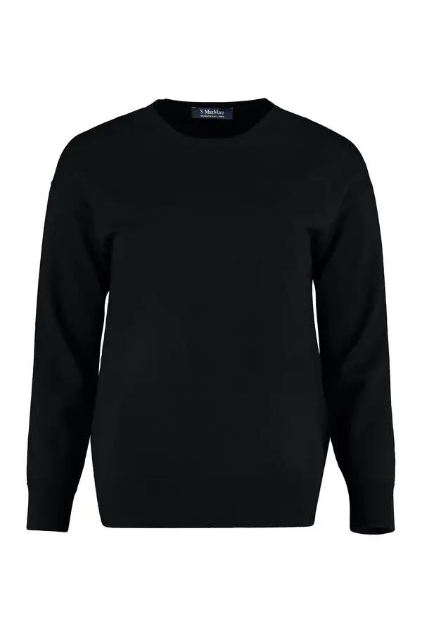 Max Mara Crew-neck Sweater With Ribbed Details - Black
