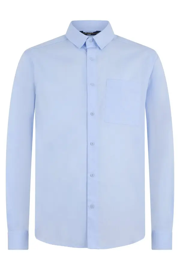K-WAY Long-sleeved Cotton Shirt Classic Fit - Light Blue
