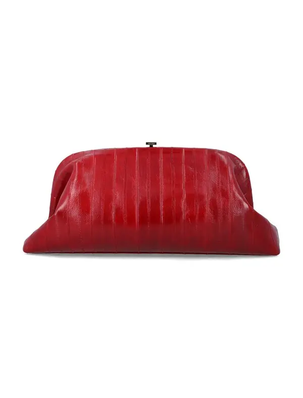 Alberta Ferretti Maxi Pouch Handbag In Eel Leather - Red