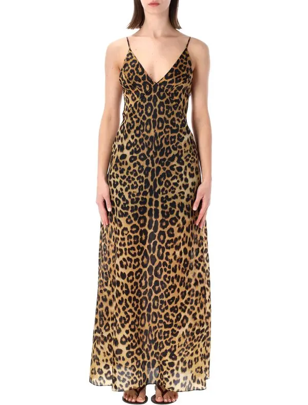 Alberta Ferretti Leopard Print Maxi Dress