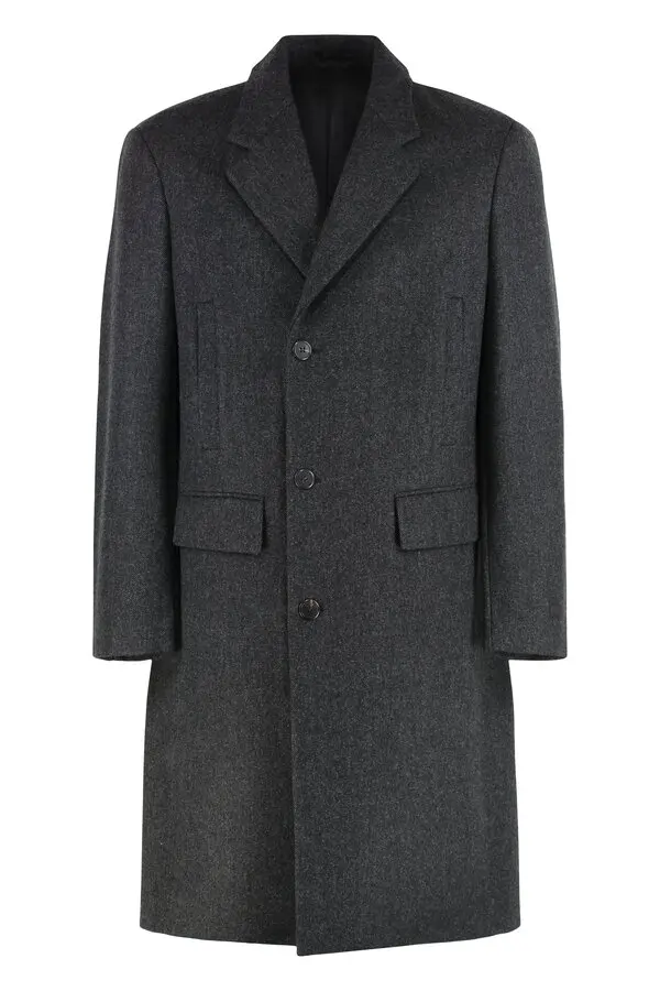 Prada Single-breasted Wool Coat - Grey
