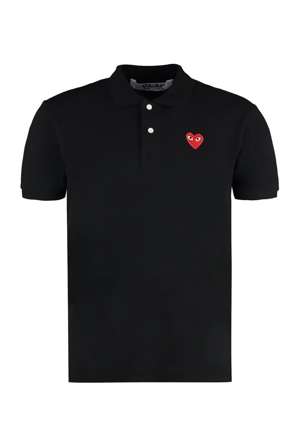 Play Comme Des Garcon Cotton-piqué Polo Shirt - Black