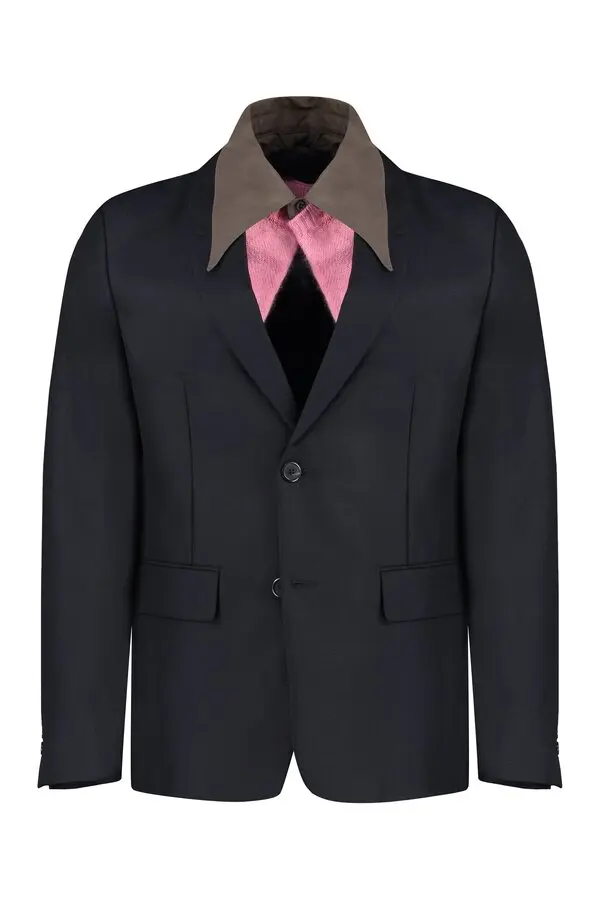 Prada Wool Single-breasted Jacket - Blue