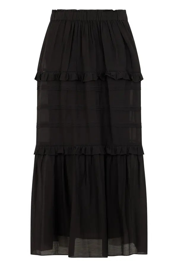 MARANT ETOILE Long Skirt With Ruffle Detail Sizes 00 To 5 - Black