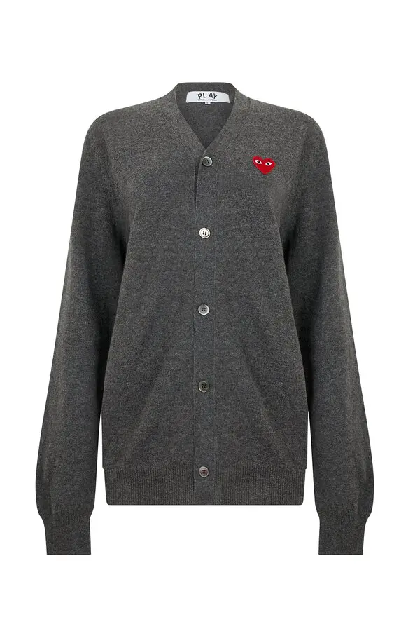 Play Comme Des Garcon Wool Cardigan For Classic And Stylish - Grey