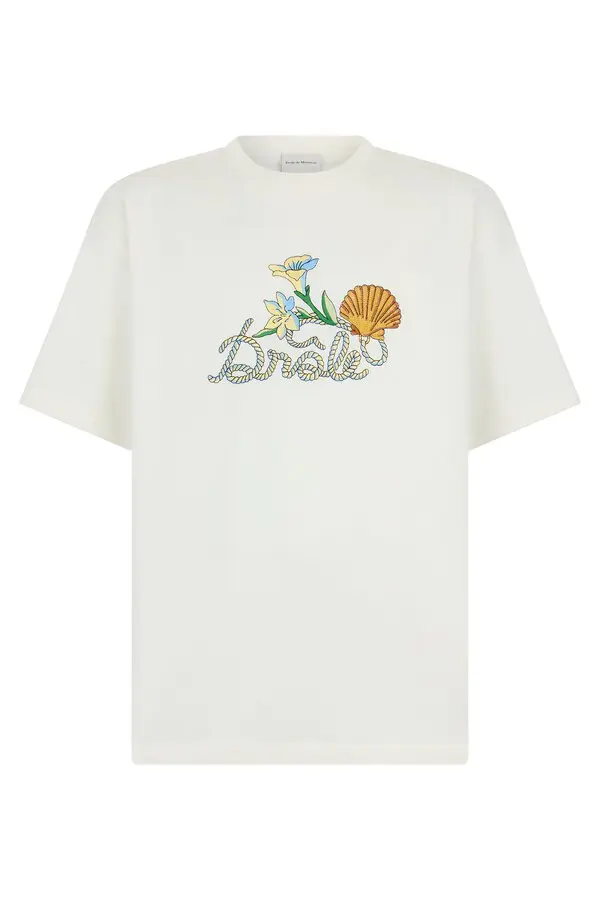Drole De Monsieur Graphic Embroidered T-shirt For Ss26 - White