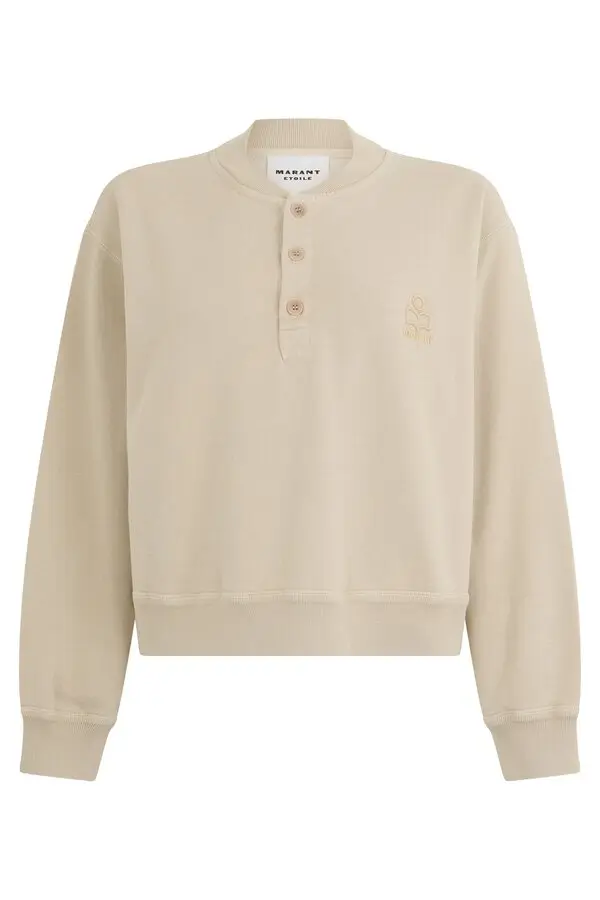 MARANT ETOILE Cropped Cotton Sweatshirt With Embroidered Detail And Polo Collar