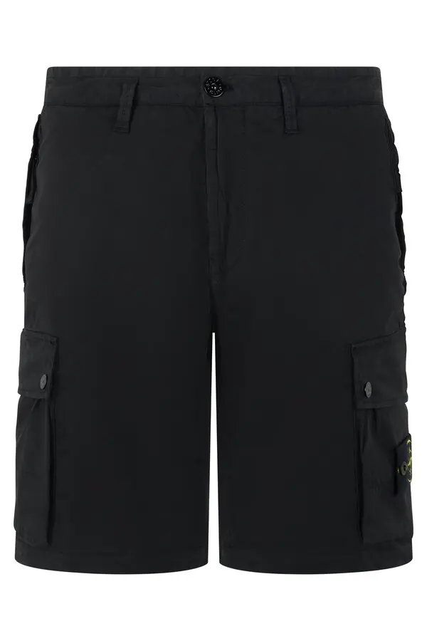 Stone Island Organic Cotton Cargo Shorts For Ss26 - Black