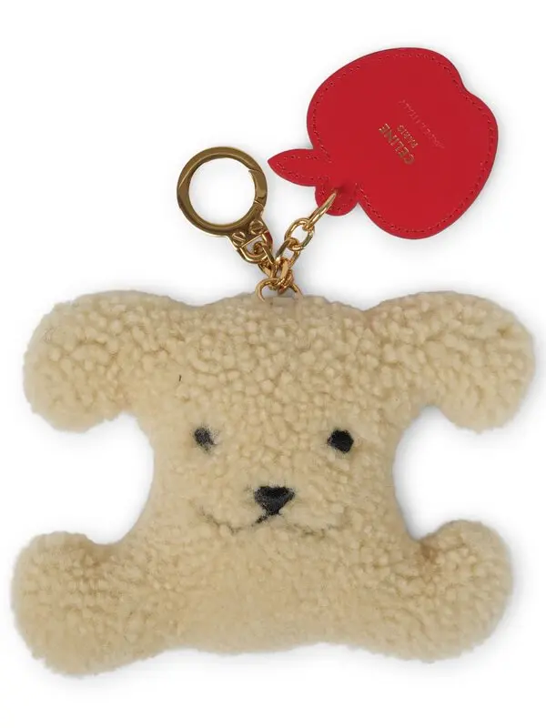 Celine Mini Triumphant Animal Keychain With Pompon - Beige