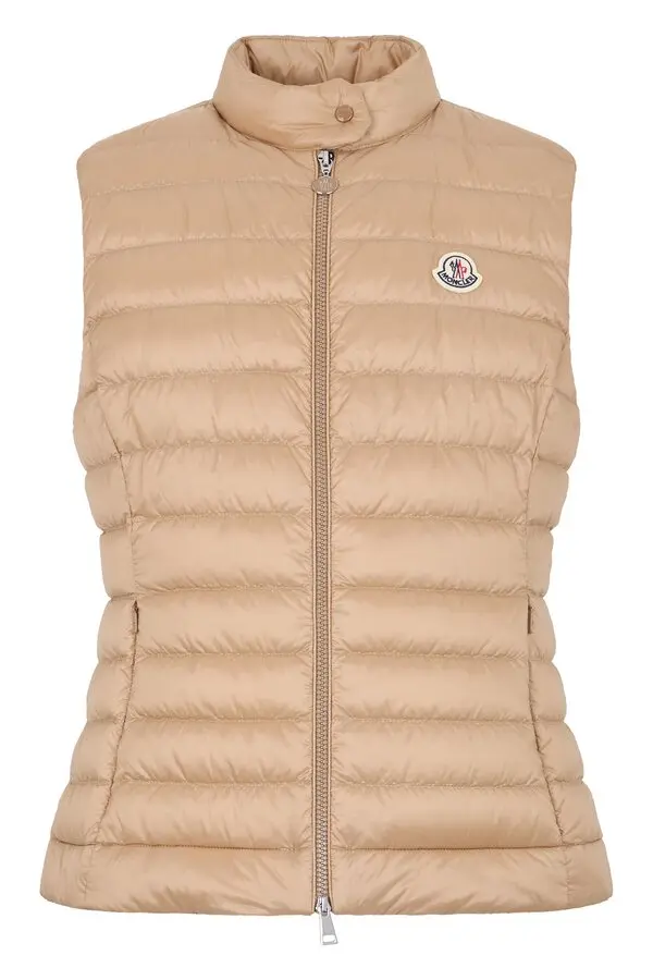 Moncler Sleeveless Mini Zip Jacket Xxs To Xl - Beige