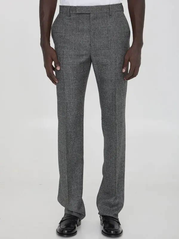 Celine Trousers In Prince Of Wales Wool - Black