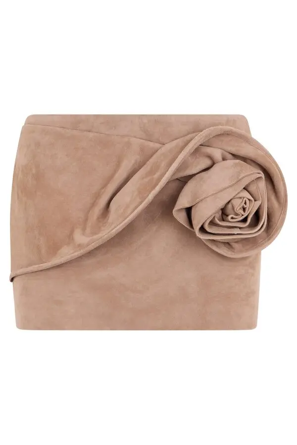 Magda Butrym Suede Mini Skirt With Rose Detail - Pink