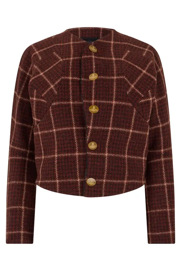 VIVIENNE WESTWOOD Pourpoint' Jacket In Virgin Wool With Harris Tweed Tartan Pattern