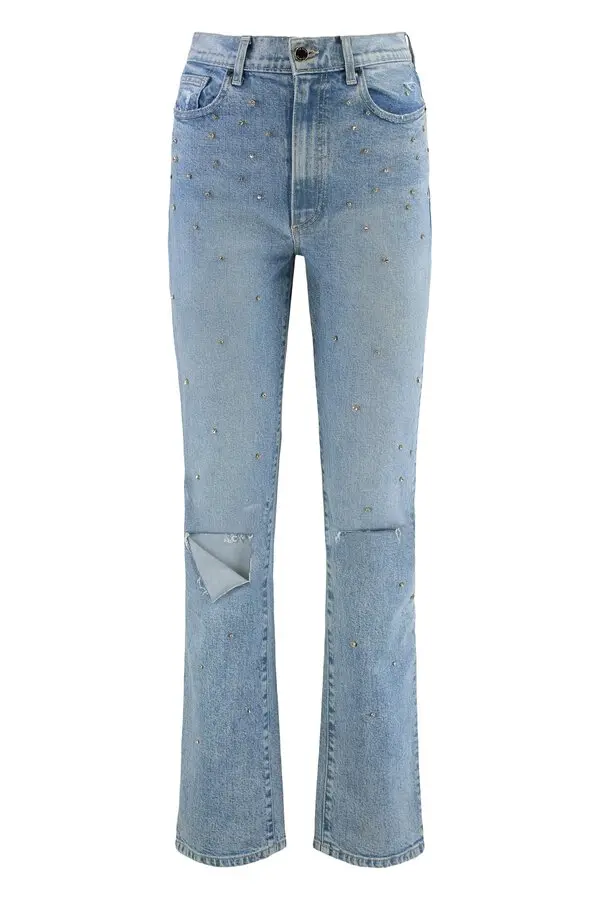 LE JEAN Studded Distressed Jeans - Denim