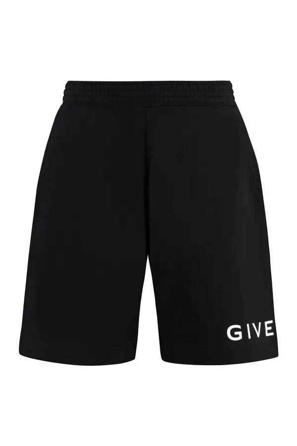 Givenchy Cotton Bermuda Shorts With Logo Detail - Black