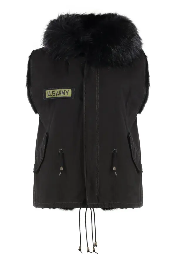 AS65 Faux Fur Sleeveless Mini Jacket